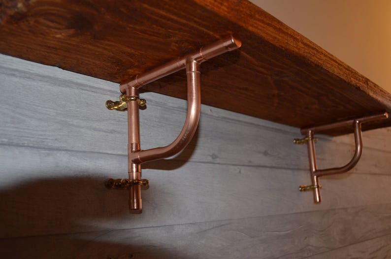 Pair of Chic Curved Copper Shelf Brackets pair | Etsy