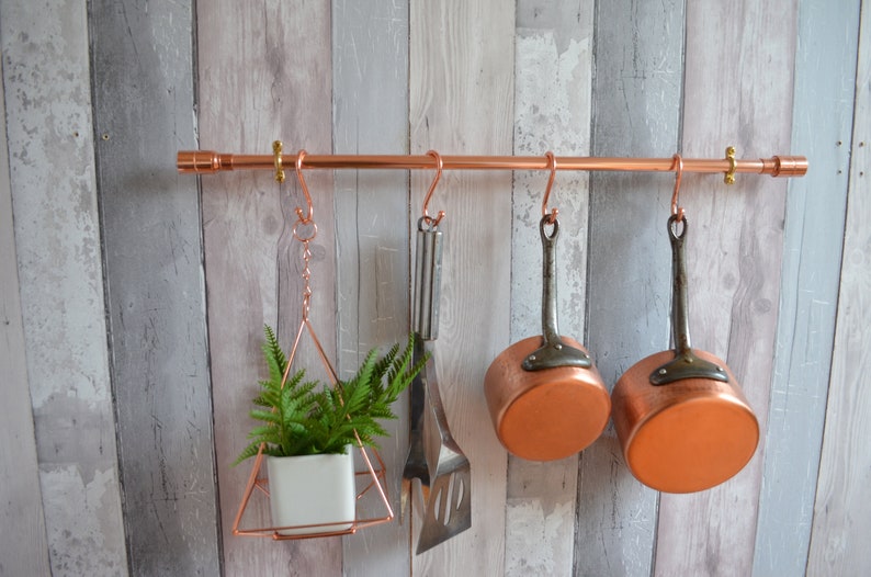 Copper Pan Rail Copper Utensil Rack Pot Pan Rail With Fluted Etsy