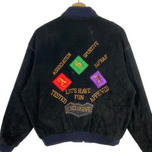 Vintage Naf Naf Leather Bomber Jacket L Size Black Colour - Etsy