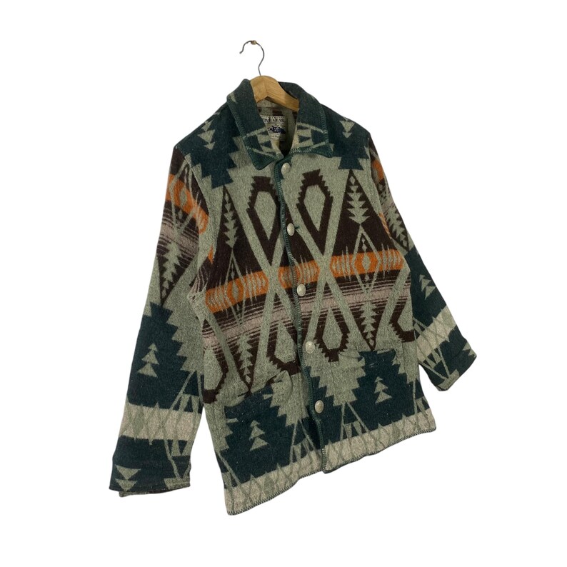 Vintage 90s Active Gear Aztec Native Design Button Jacket M Size Green ...