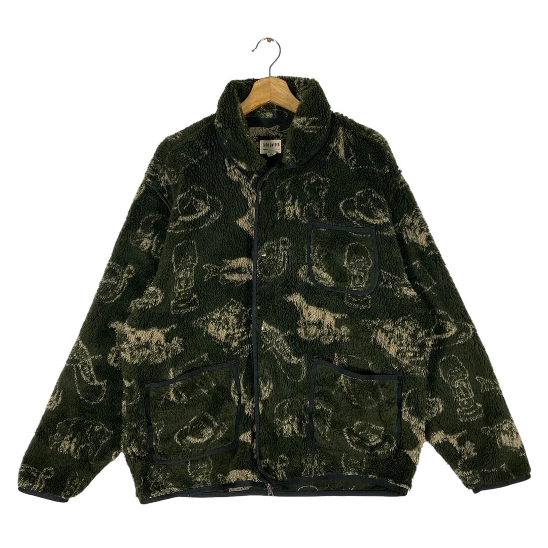 Todd Snyder Adirondack Fleece Chore Jacket Animal Print Olive L Size ...