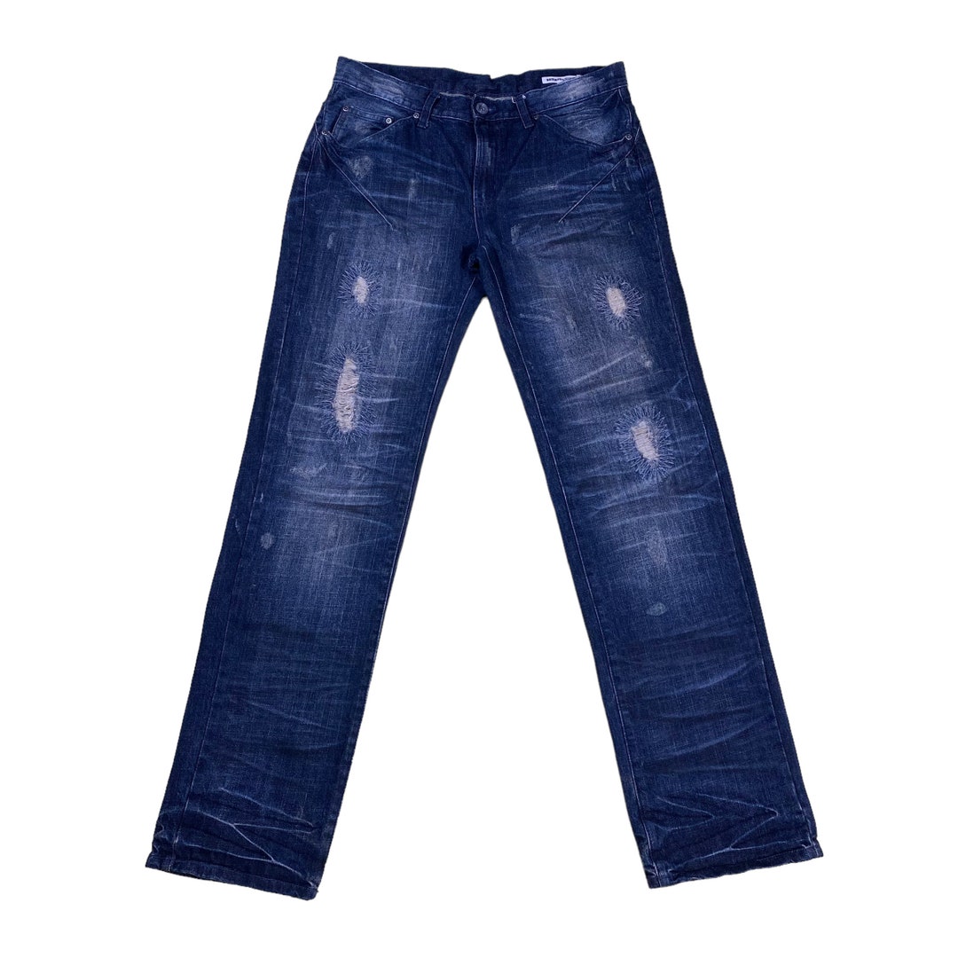 Vintage Semantic Design Distressed Denim Jeans Size L (34) - Etsy