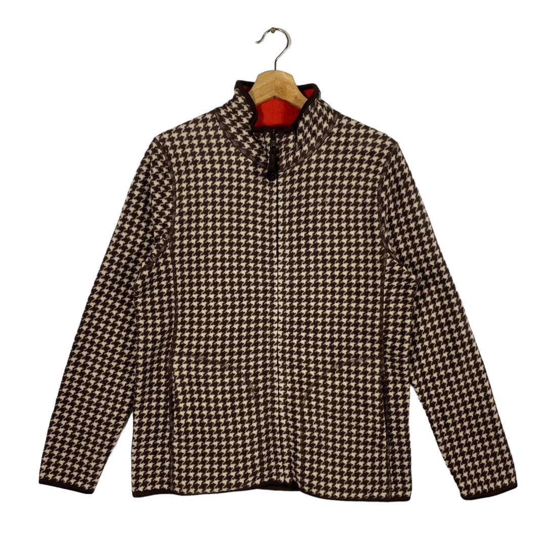 Vintage Japanese Brand Houndstooth Reversible Zipper Jacket XL Size but ...