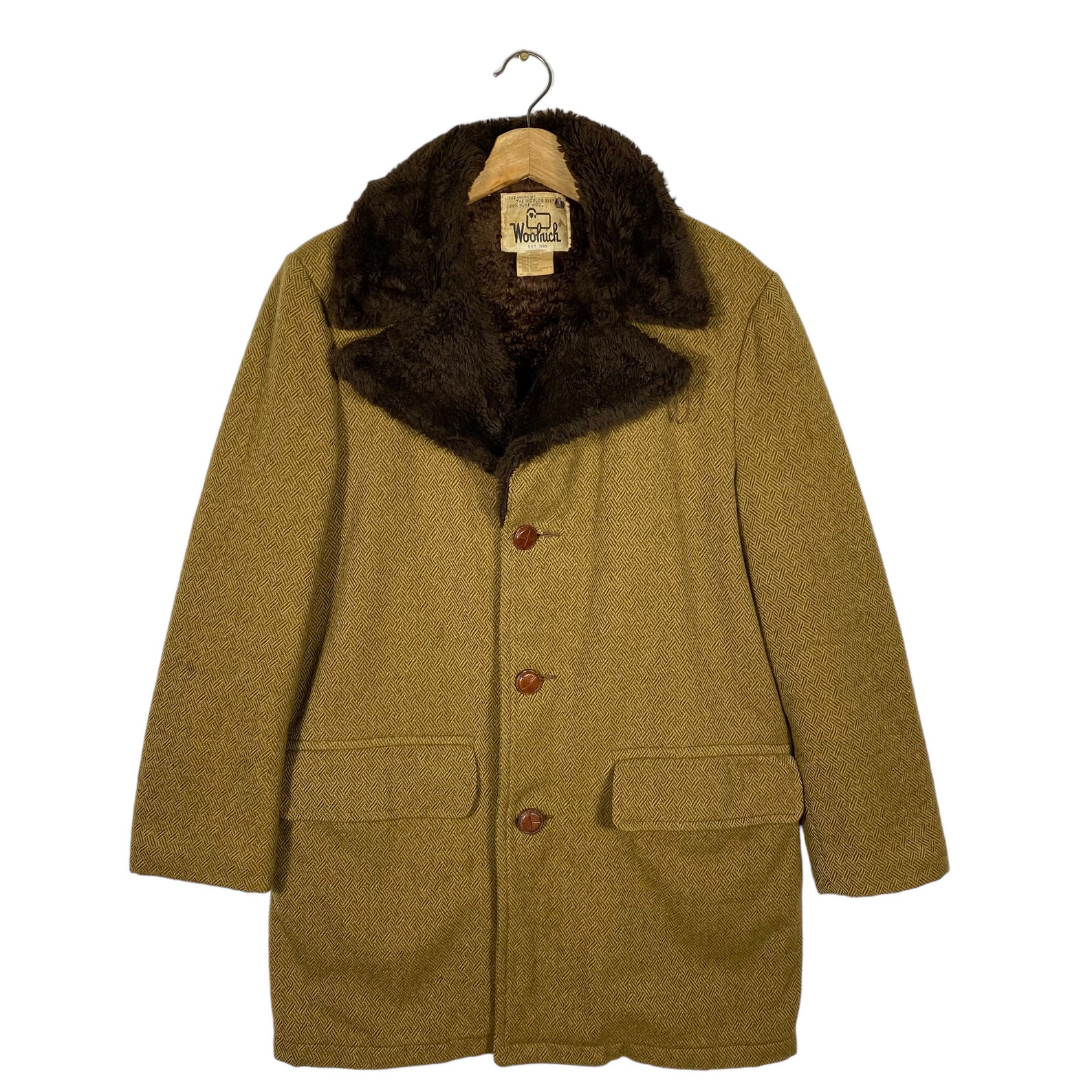 Vintage 70s Woolrich Wool Hunting Jacket 36 Size (S Size) Brown Colour ...