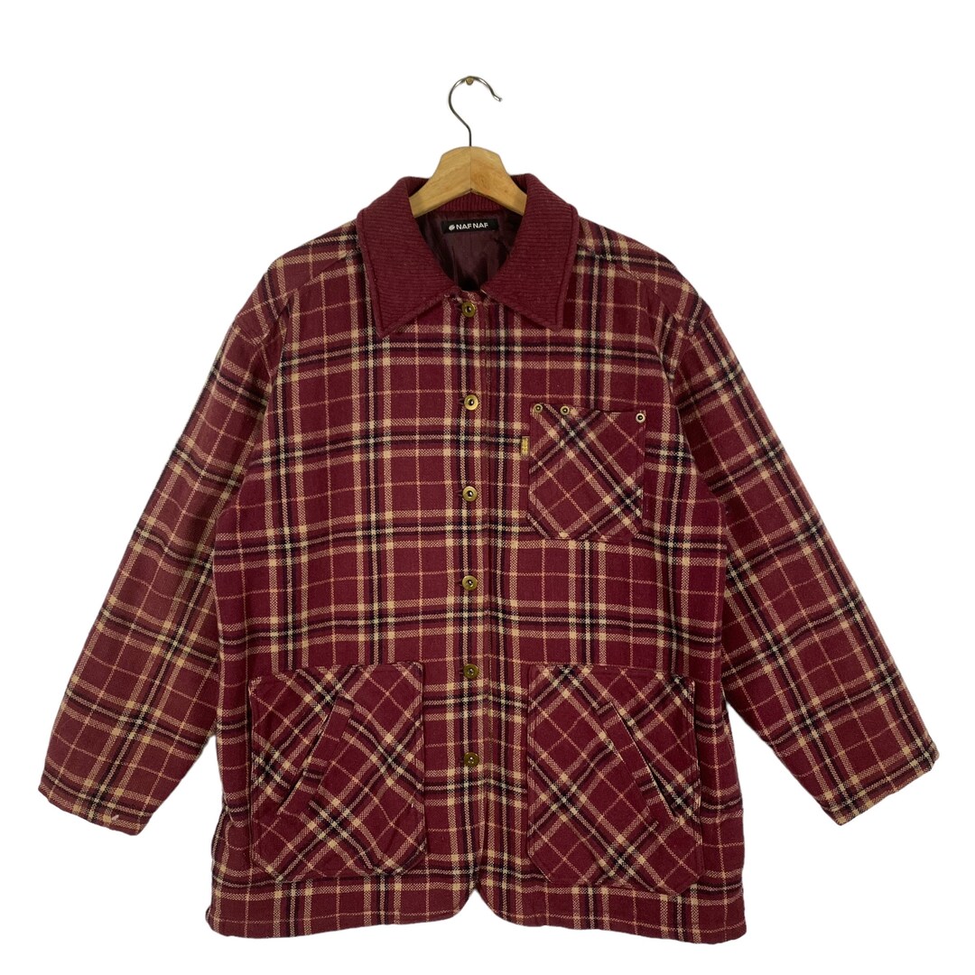 Vintage Naf Naf Plaid Wool Button Jacket M Size Red Colour - Etsy