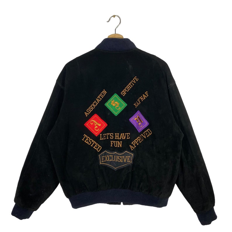 Vintage Naf Naf Leather Bomber Jacket L Size Black Colour - Etsy