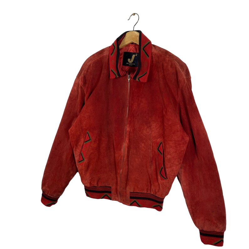 Vintage 90s Mr.junko Jeans Suede Leather Zipper Jacket L Size Red ...