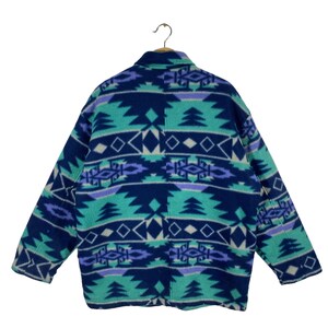 Vintage 90s Impresso Native Design Button Fleece Jacket L Blue/green ...
