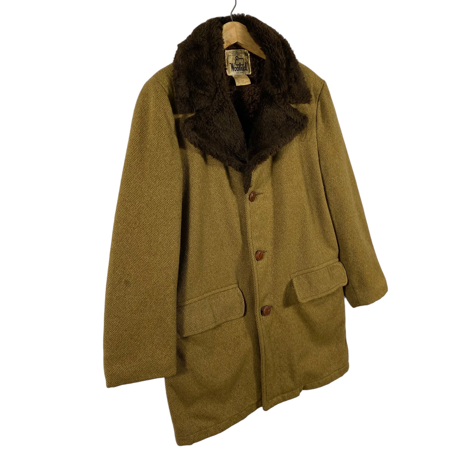 Vintage 70s Woolrich Wool Hunting Jacket 36 Size (S Size) Brown Colour ...