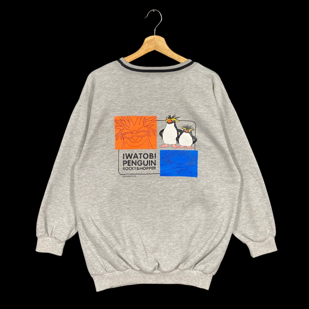 Sudadera Vintage Rocky & Hopper Pingüino Iwatobi Talla L Color Gris ...