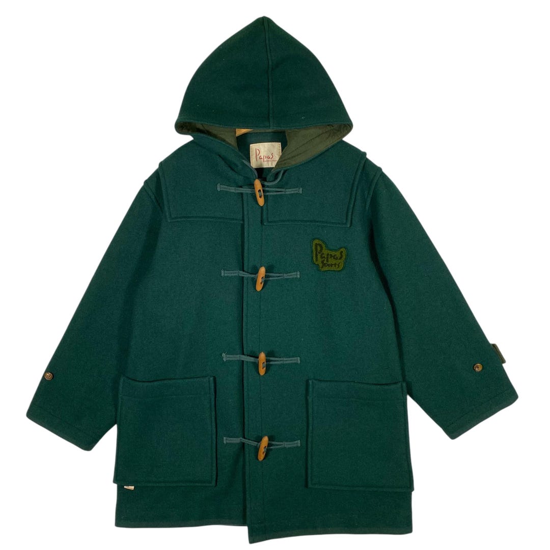 Vintage Papas Sports Duffle Coat Wool Jacket L Size Green Colour - Etsy