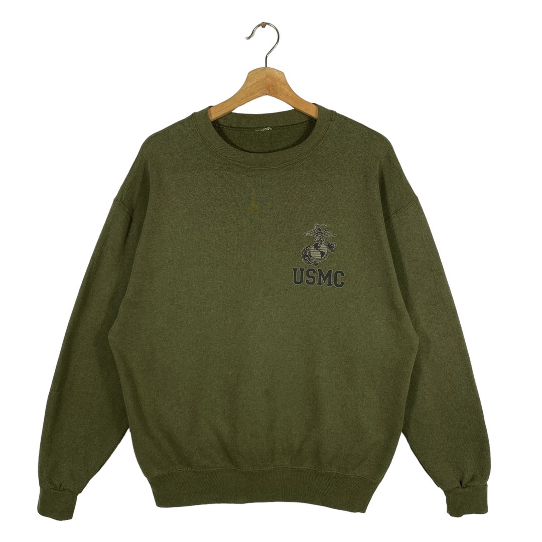 Vintage 90s United States Marine Corps Sweatshirt M Size Green Army ...