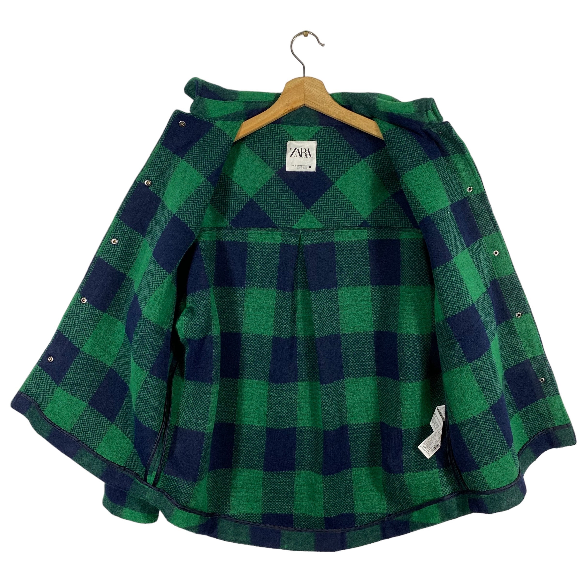 Vintage Zara Tartan Plaid Wool Button Jacket XS Size but to Vintage Zara Tartan Plaid Wool Button Jacket XS Size but to