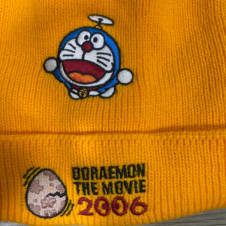 Vintage Doraemon the Movie Embroidery Beanie Unisex Yellow Colour - Etsy