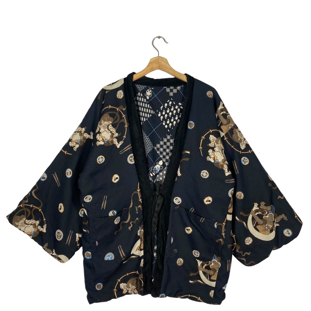 Vintage Fuuji and Raijin the Gods of Thunder and Wind Kimono M Size ...