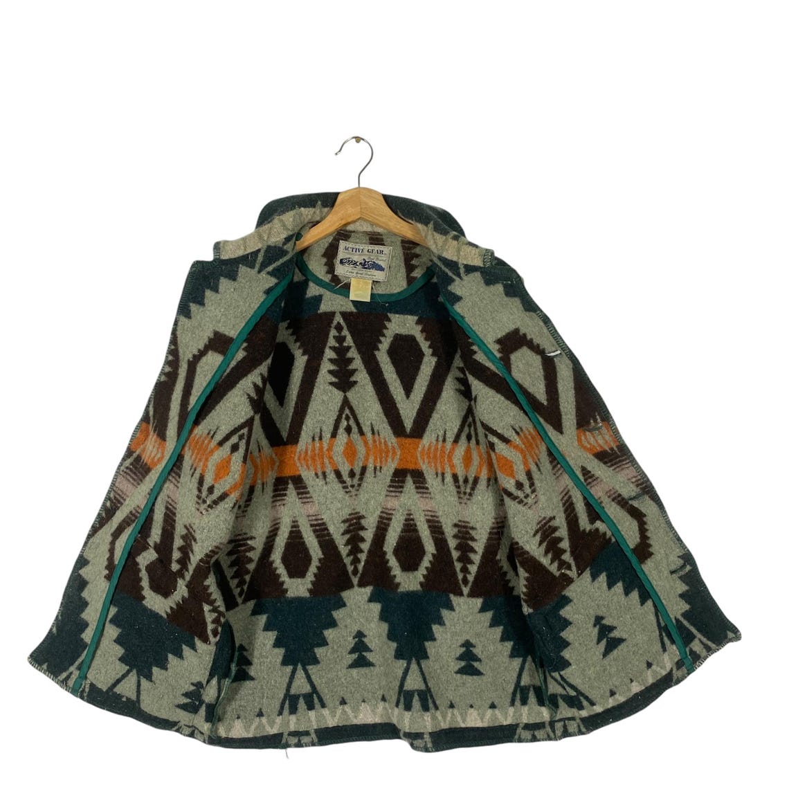 Vintage 90s Active Gear Aztec Native Design Button Jacket M Size Green ...
