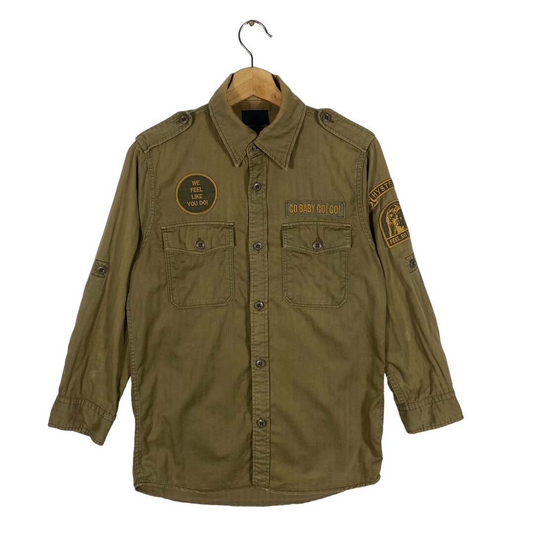 Vintage Hysteric Glamour Shirt Button Style Military S Size Green Army ...