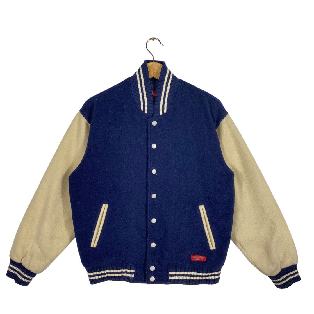 Vintage 90s Rawlings Varsity Jacket: Navy Blue, Size L (fits M) - Etsy