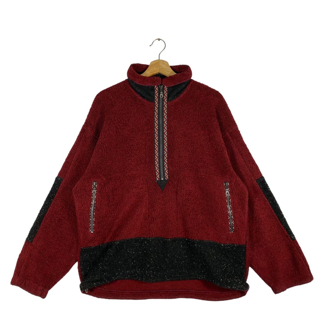 Vintage Tsunami Equestrian Aztec Fleece Zipper Jacket M Size Maroon ...