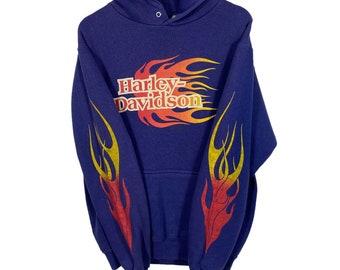 Vintage 90s Harley Davidson Flames Hoodie Sweatshirt S Size Vintage 90s Harley Davidson Flames Hoodie Sweatshirt S Size
