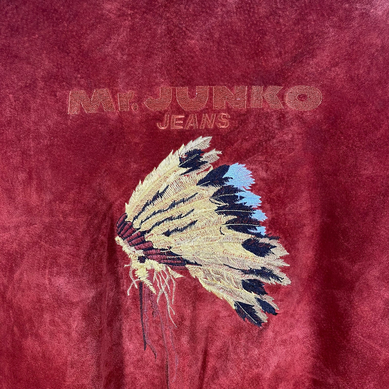 Vintage 90s Mr.junko Jeans Suede Leather Zipper Jacket L Size Red ...