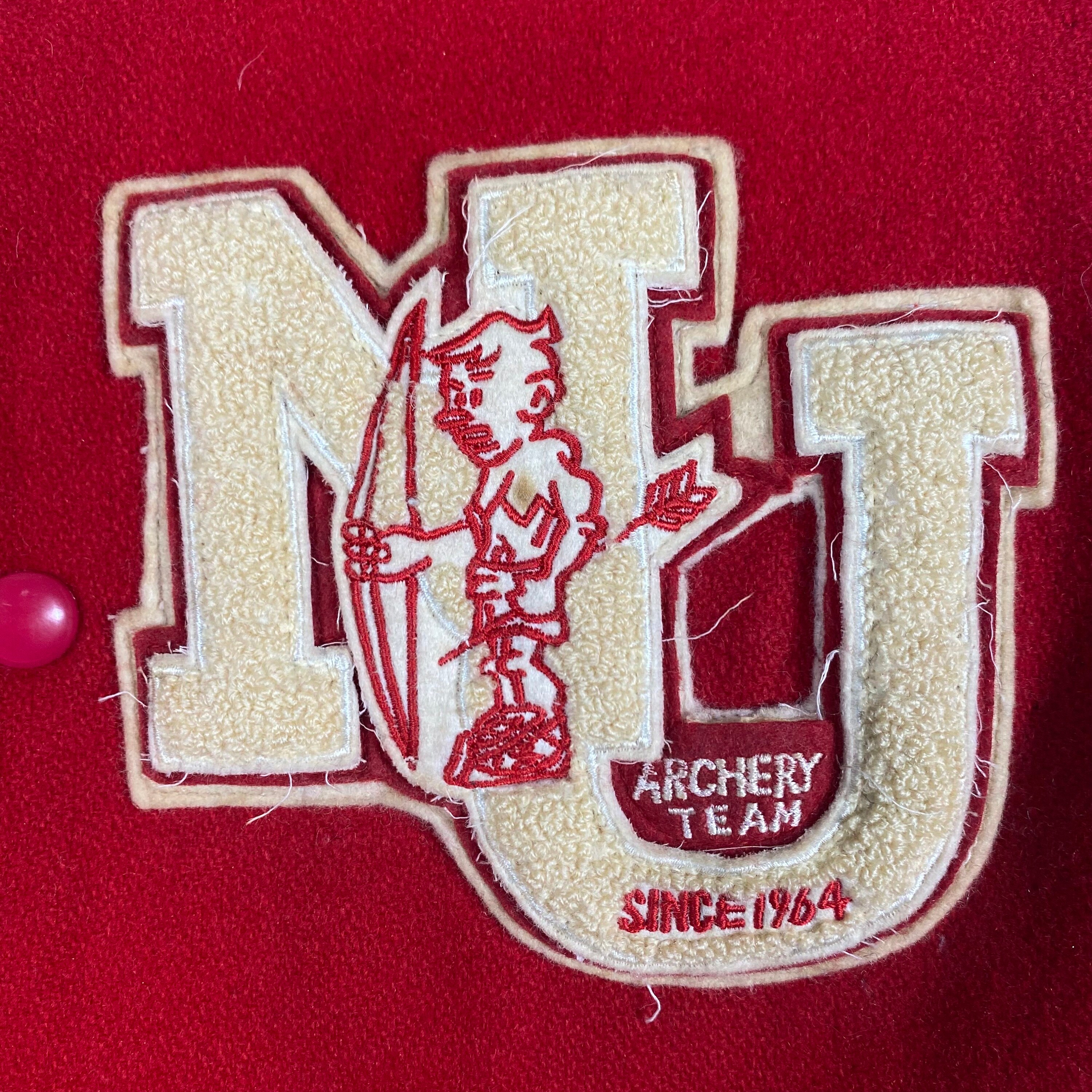 Vintage 90s NU Archery Team Varsity Jacket M Size Red Colour - Etsy