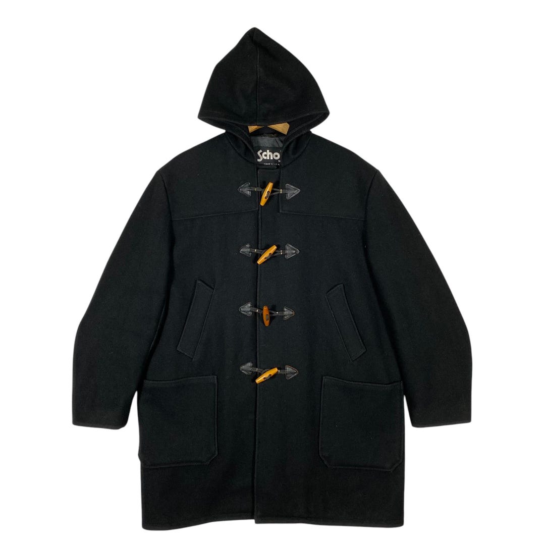 Vintage Schott Duffle Coat Toggle Button Wool Hoodie Jacket Size 40 (M ...