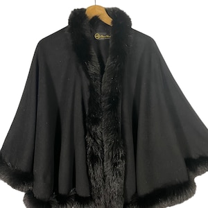 Vintage Ottavio Crotti Poncho OS Size Black Colour - Etsy