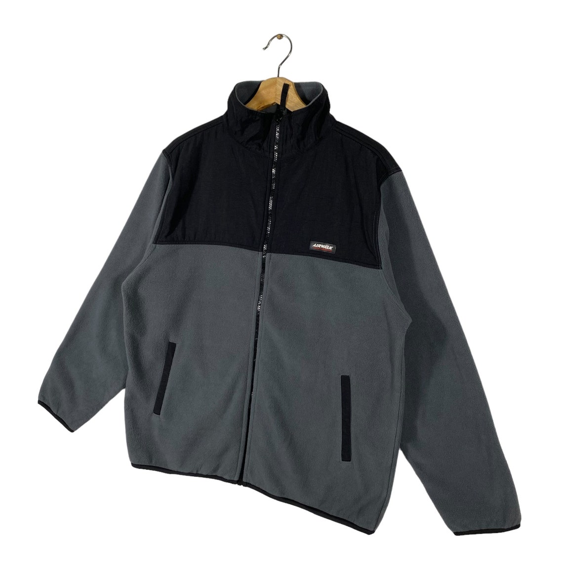 Vintage Airwalk Fleece Zipper Jacket L Size Grey/black Colour - Etsy