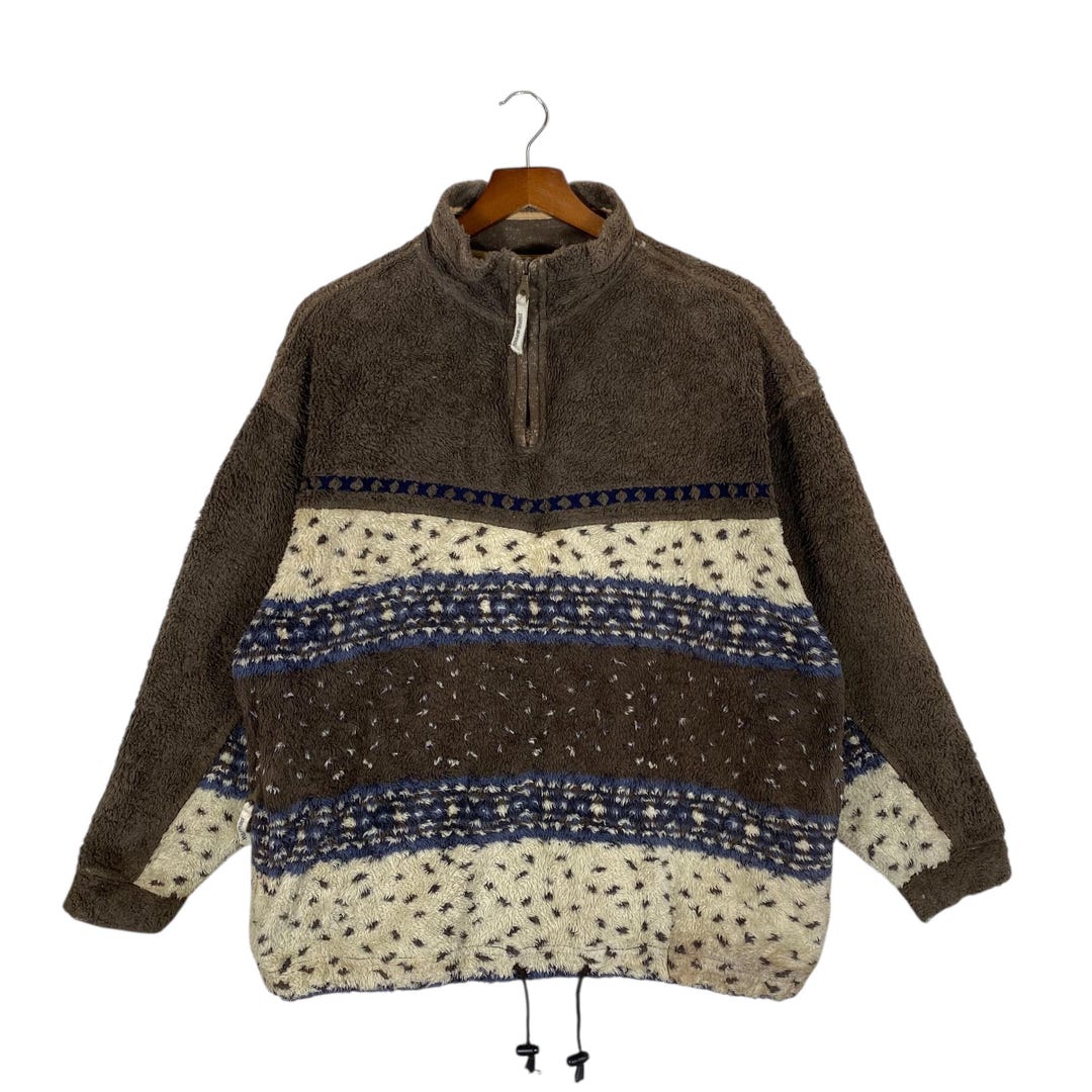 Vintage Think Pink Fleece Half Zip Sweatshirt Fit L Size Brown/beige ...