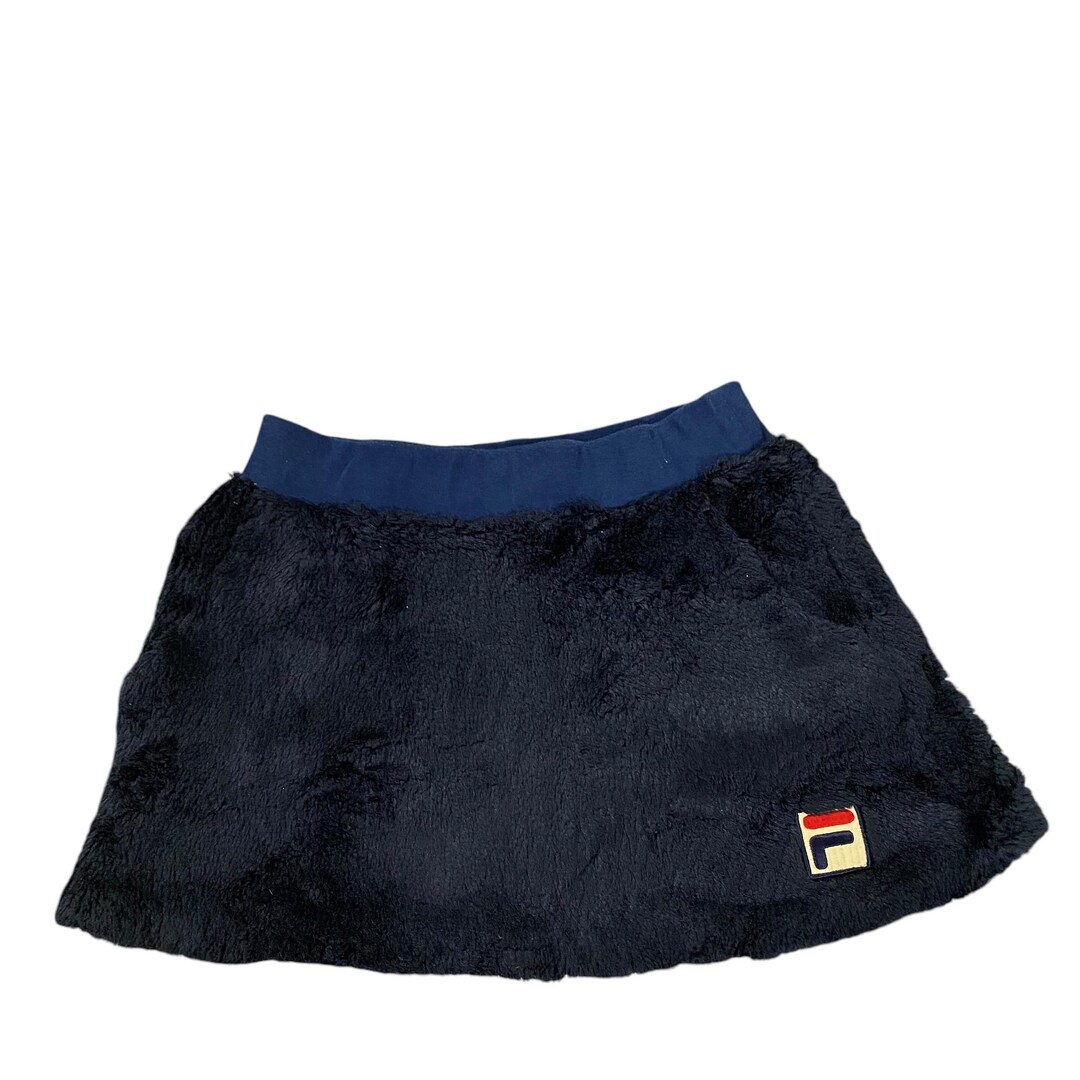 Vintage Fila Fluffy Rabbit Faux Fur Mini Skirt S Size Navy Blue Colour ...