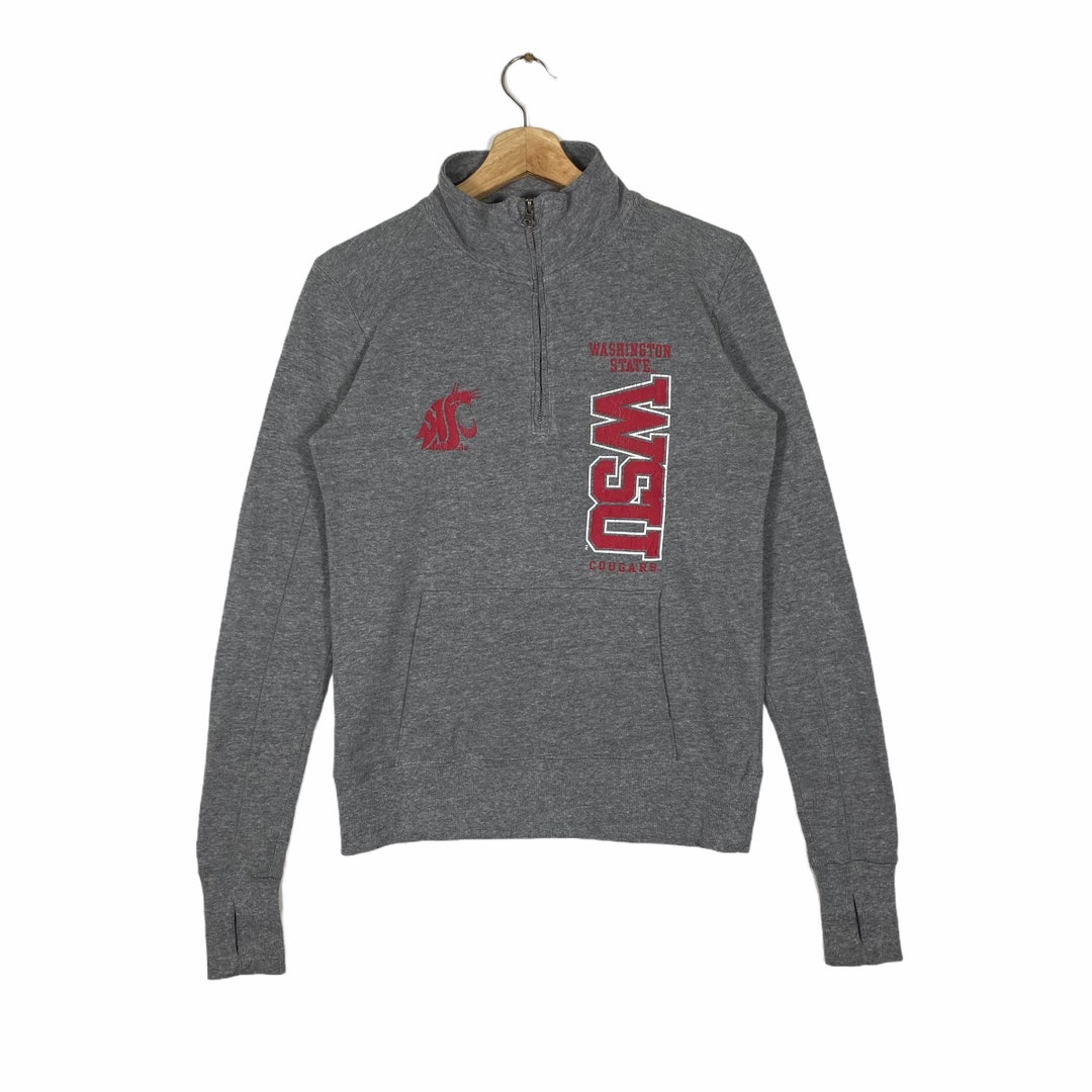 Vintage Washington State University Half Zip Sweatshirt S Size Grey ...