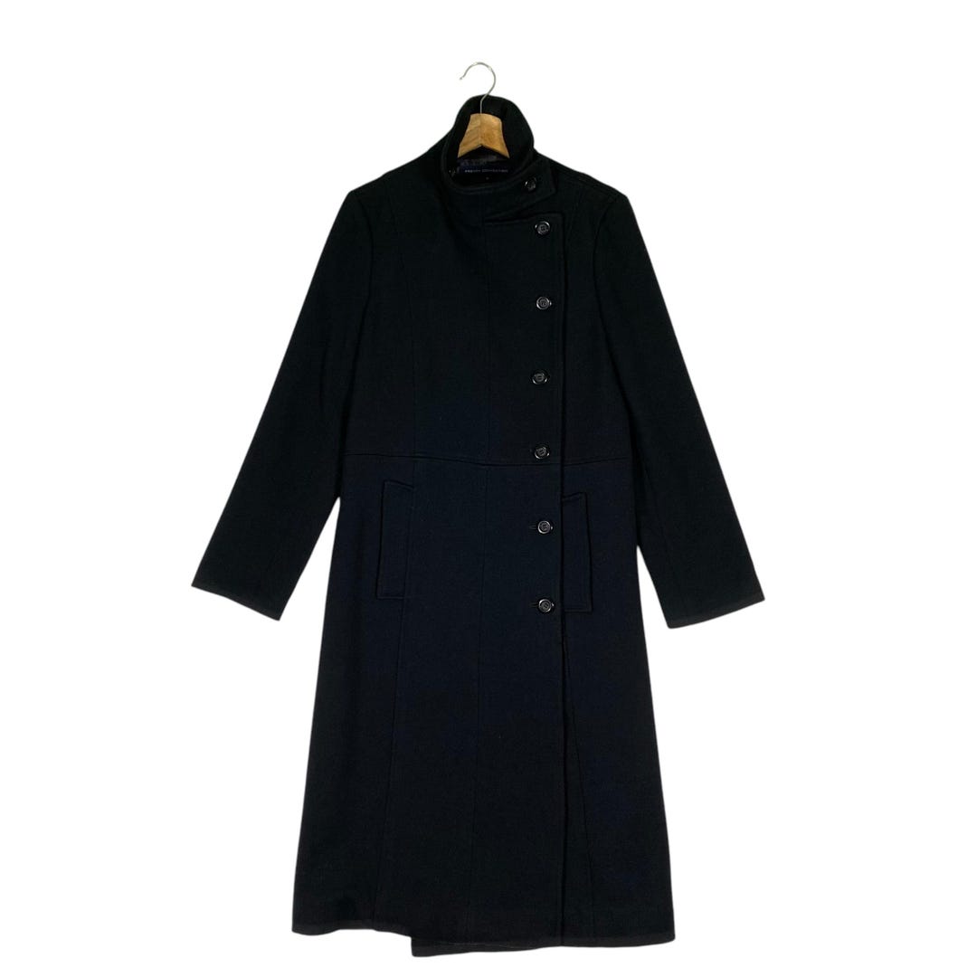 Vintage French Connection Wool Button Long Jacket Size 8 (S) Black ...