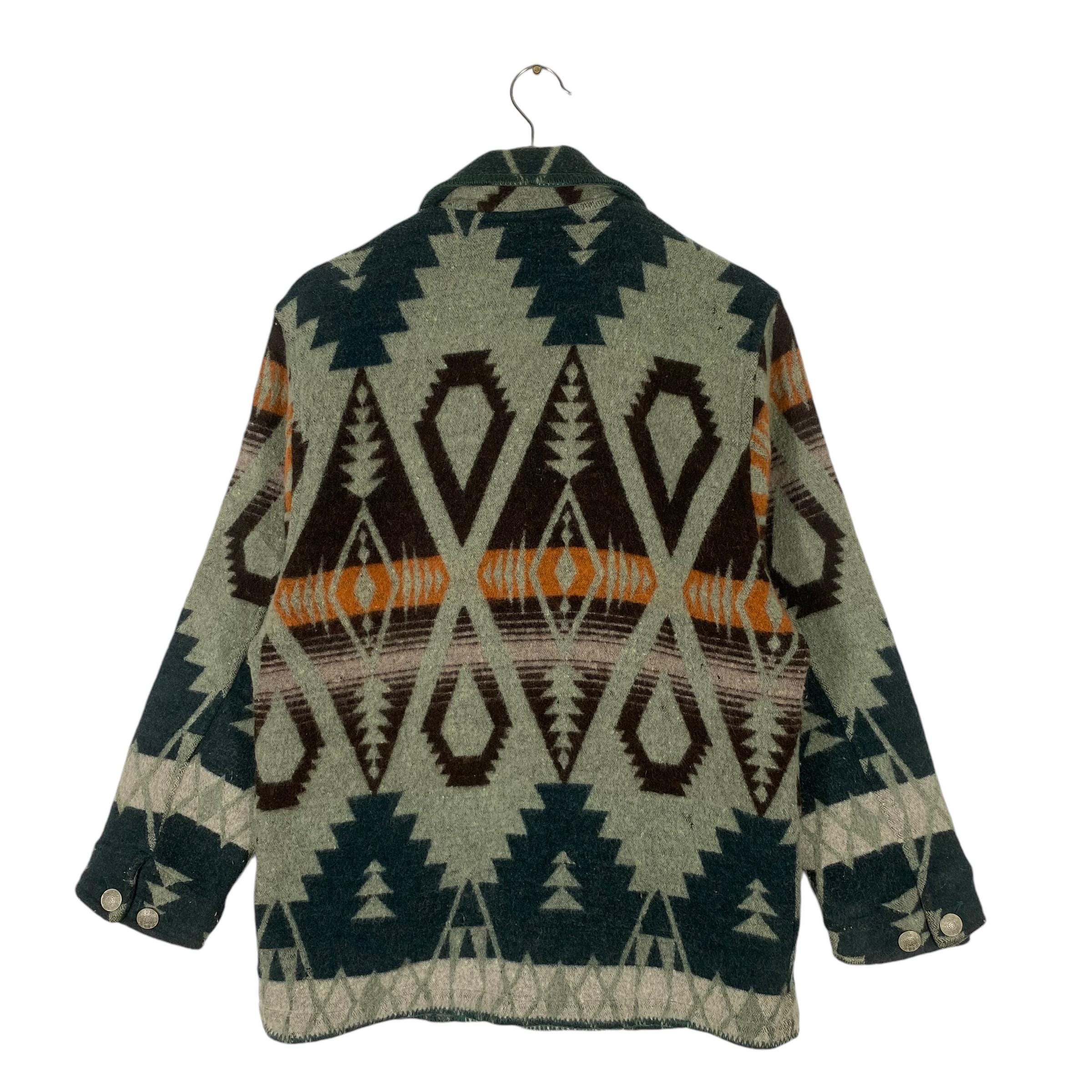 Vintage 90s Active Gear Aztec Native Design Button Jacket M Size Green ...