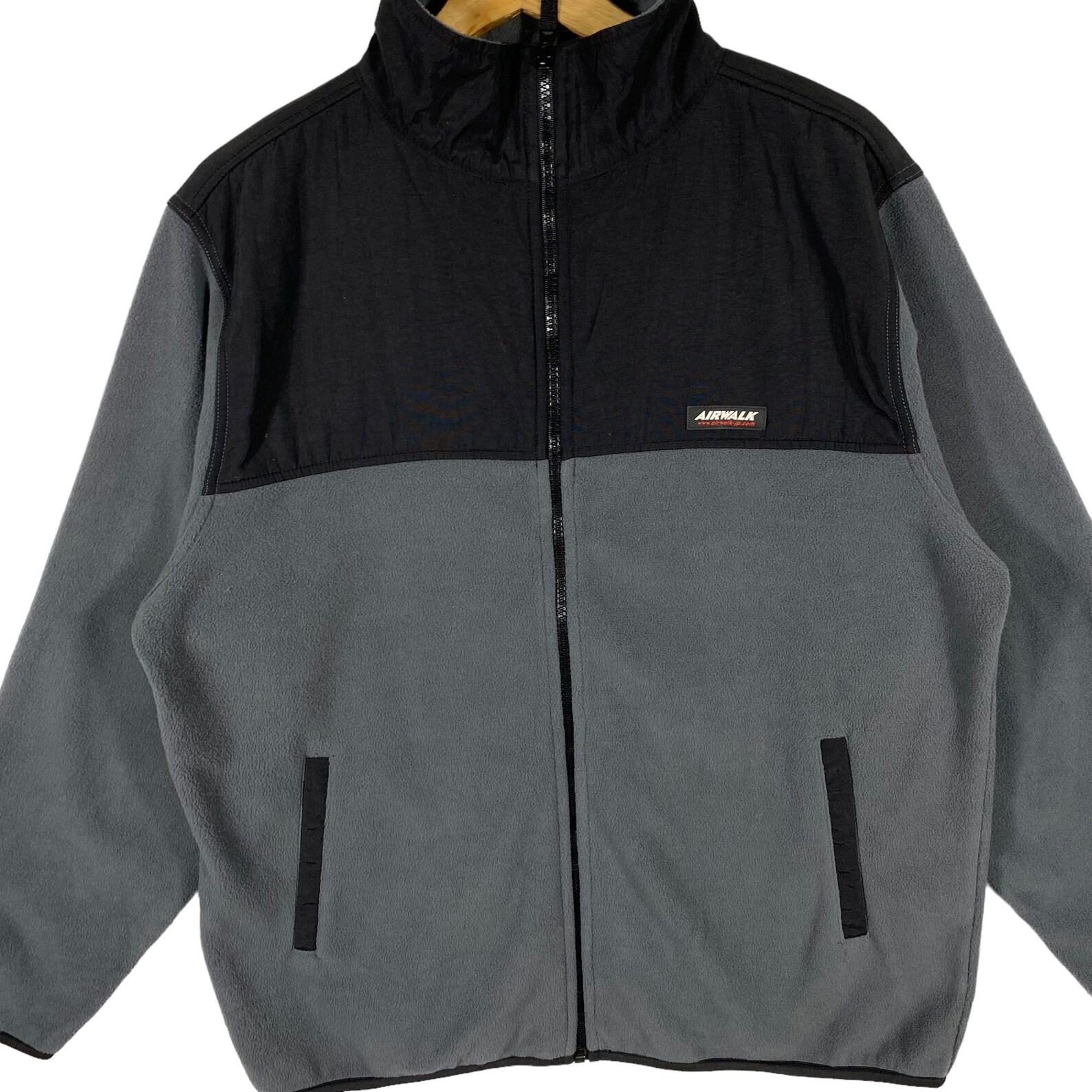 Vintage Airwalk Fleece Zipper Jacket L Size Grey/black Colour - Etsy