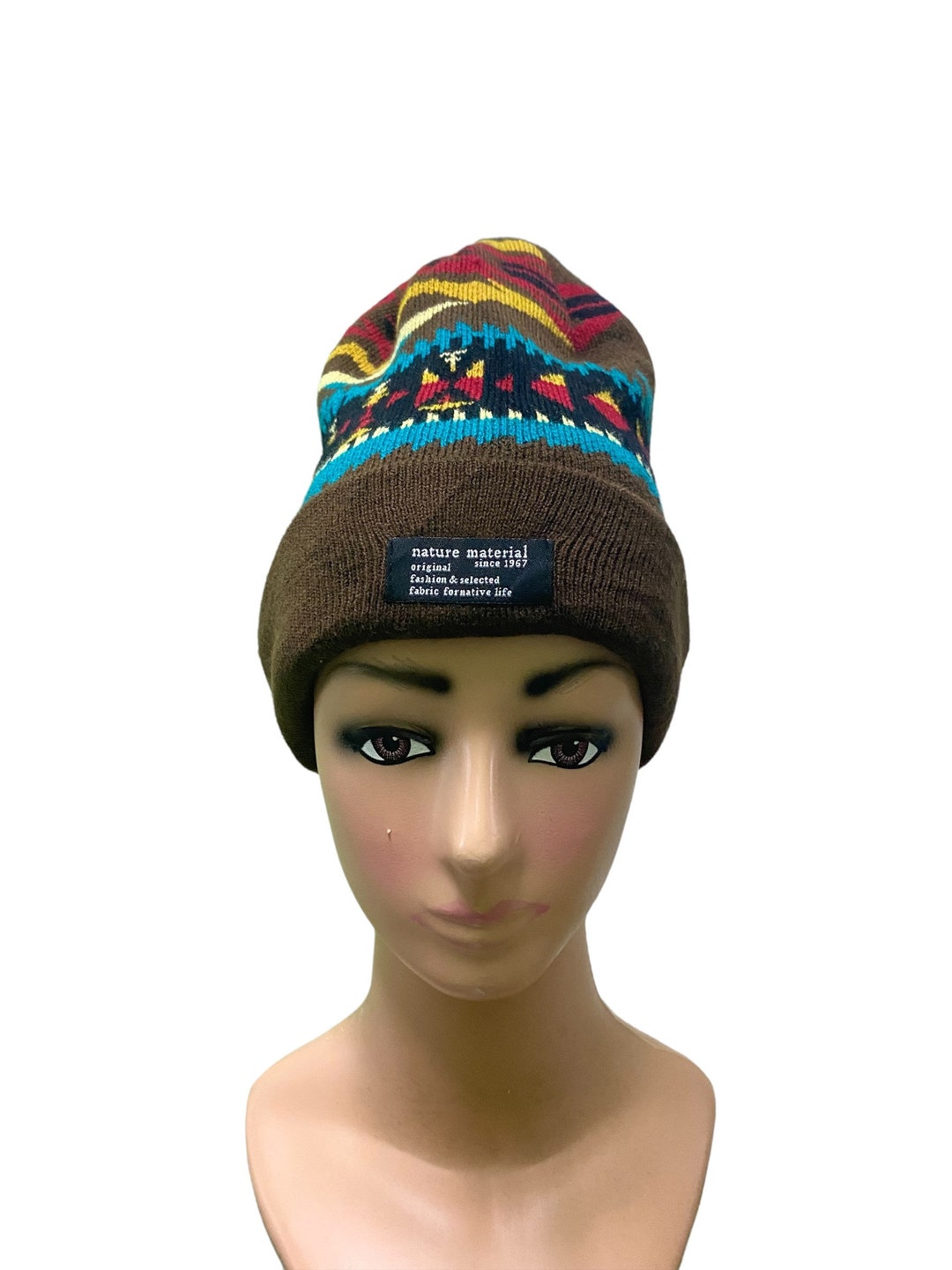 Vintage Nature Meterial Native Beanie Brown Colour - Etsy