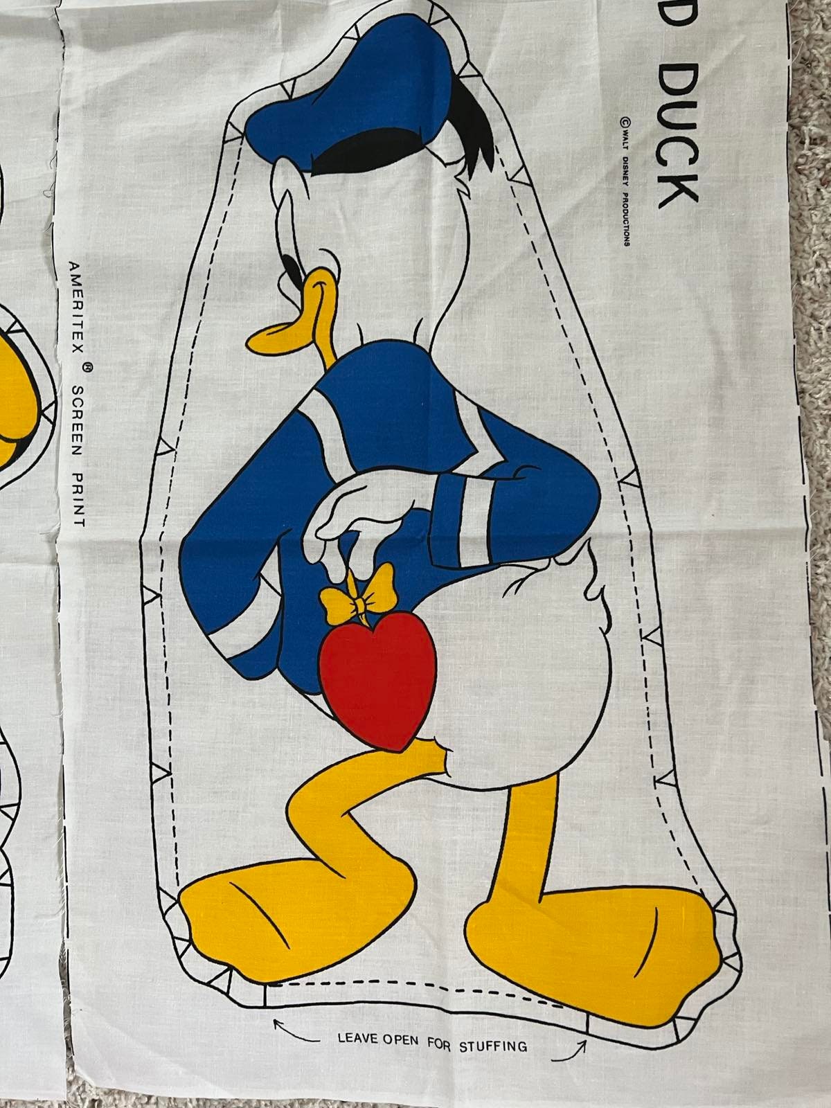 Minnie Mouse Pluto Or Donald Duck Fabric Panel For 20 Stuffed Doll Or