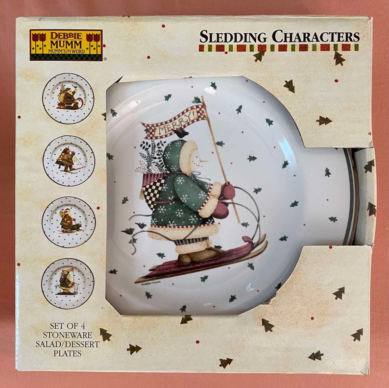 Debbie Mumm Santa's Spirit and Sledding Characters Christmas Dinnerware ...