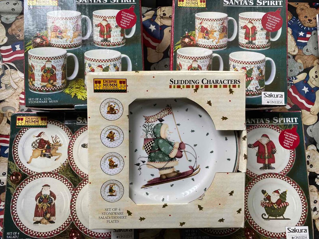 Debbie Mumm Santa's Spirit and Sledding Characters Christmas Dinnerware ...