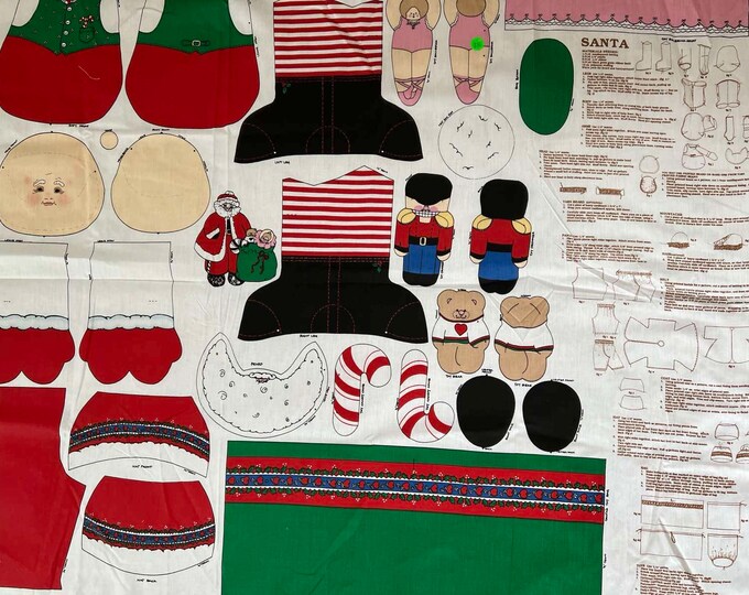 Santa With Mini Dolls in His Sack, Fabric Panel, Daisy Kingdom Stuffed ...