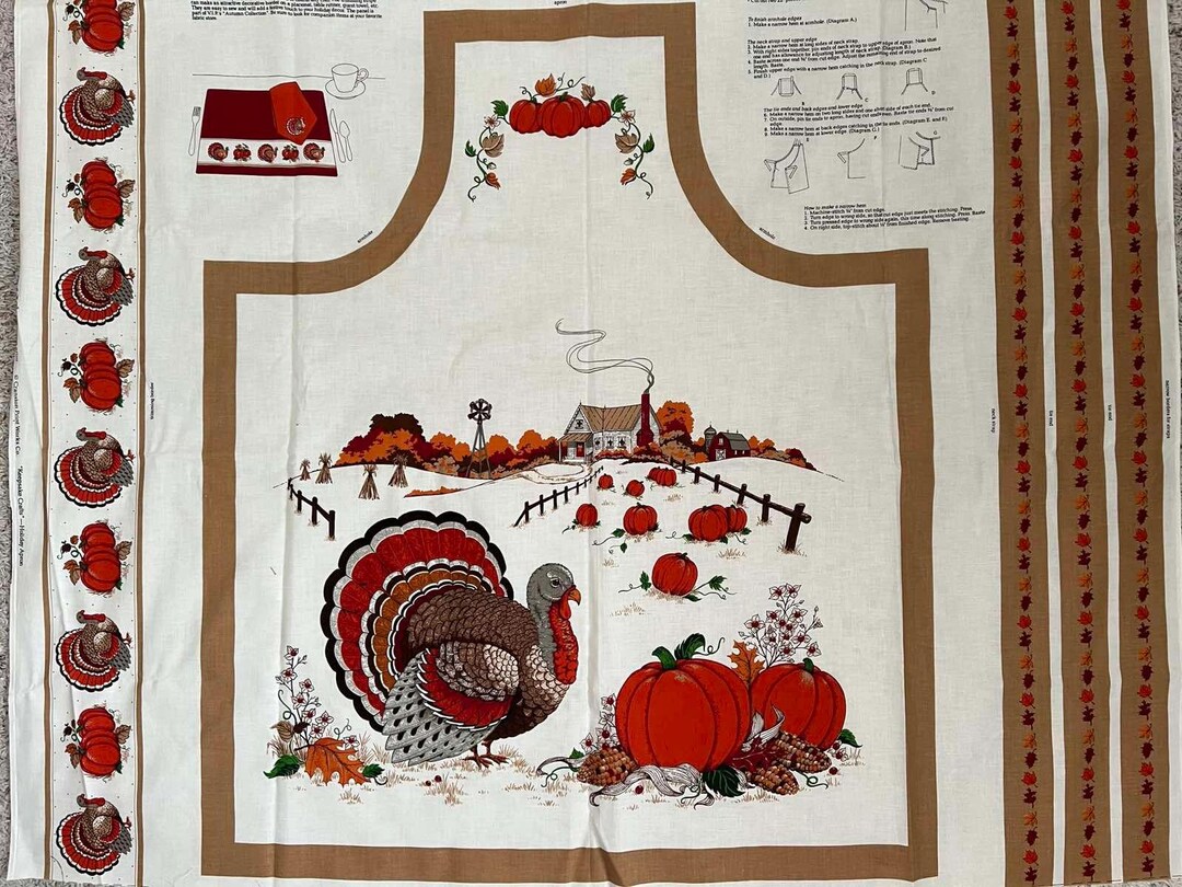 Thanksgiving Holiday Turkey Apron by Cranston Print Works Co Keepsake ...