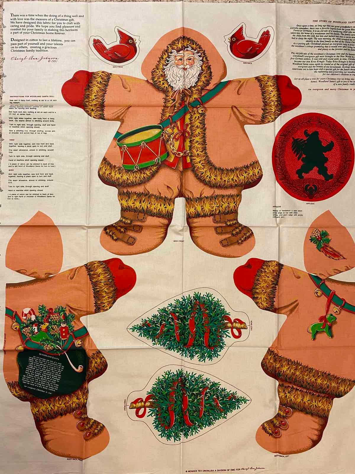 Giant Santa Claus Christmas Cut Outs Fabric Panel by Tex Union - Etsy