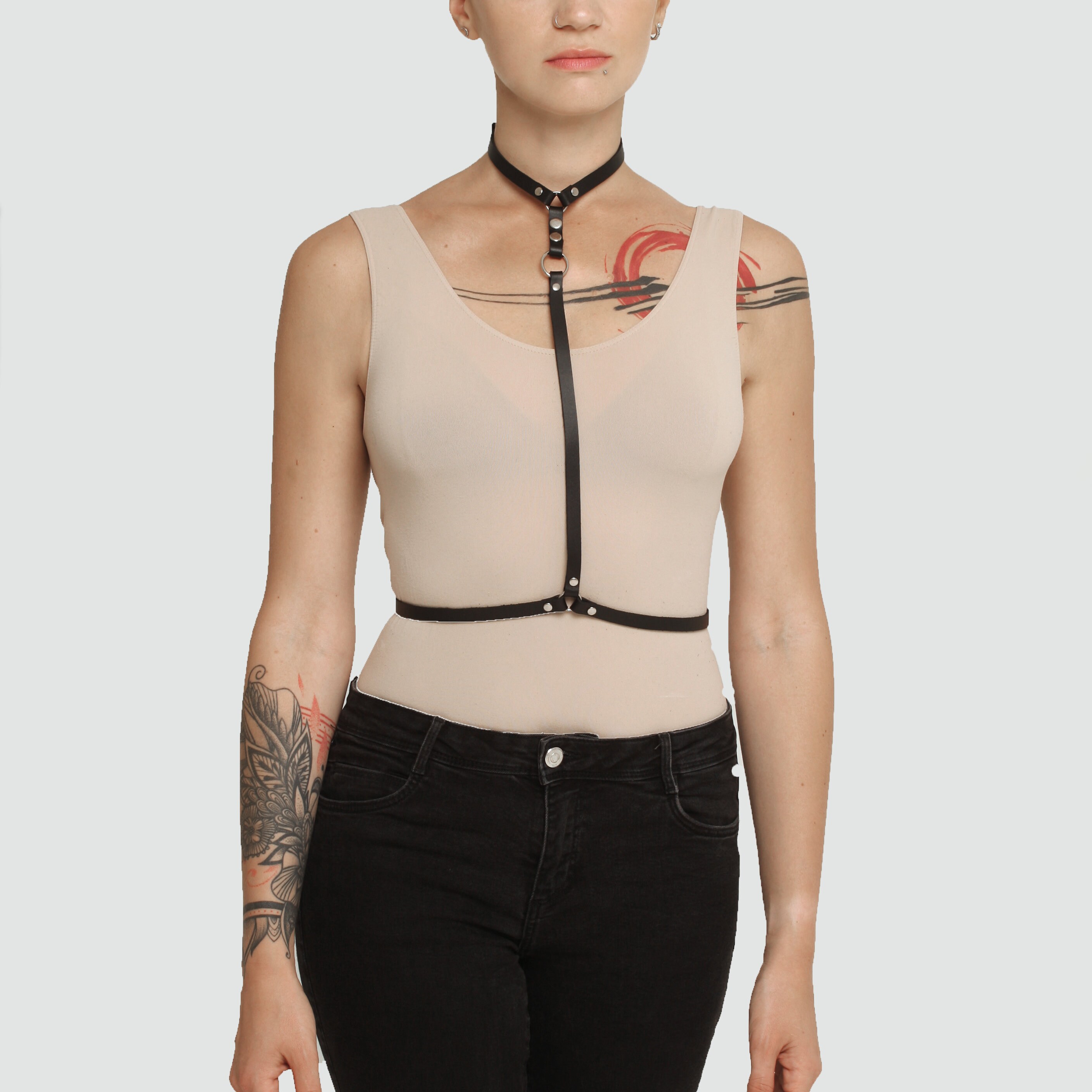Leather Harness Women Body Harness Collar Harness Plus Size Etsy