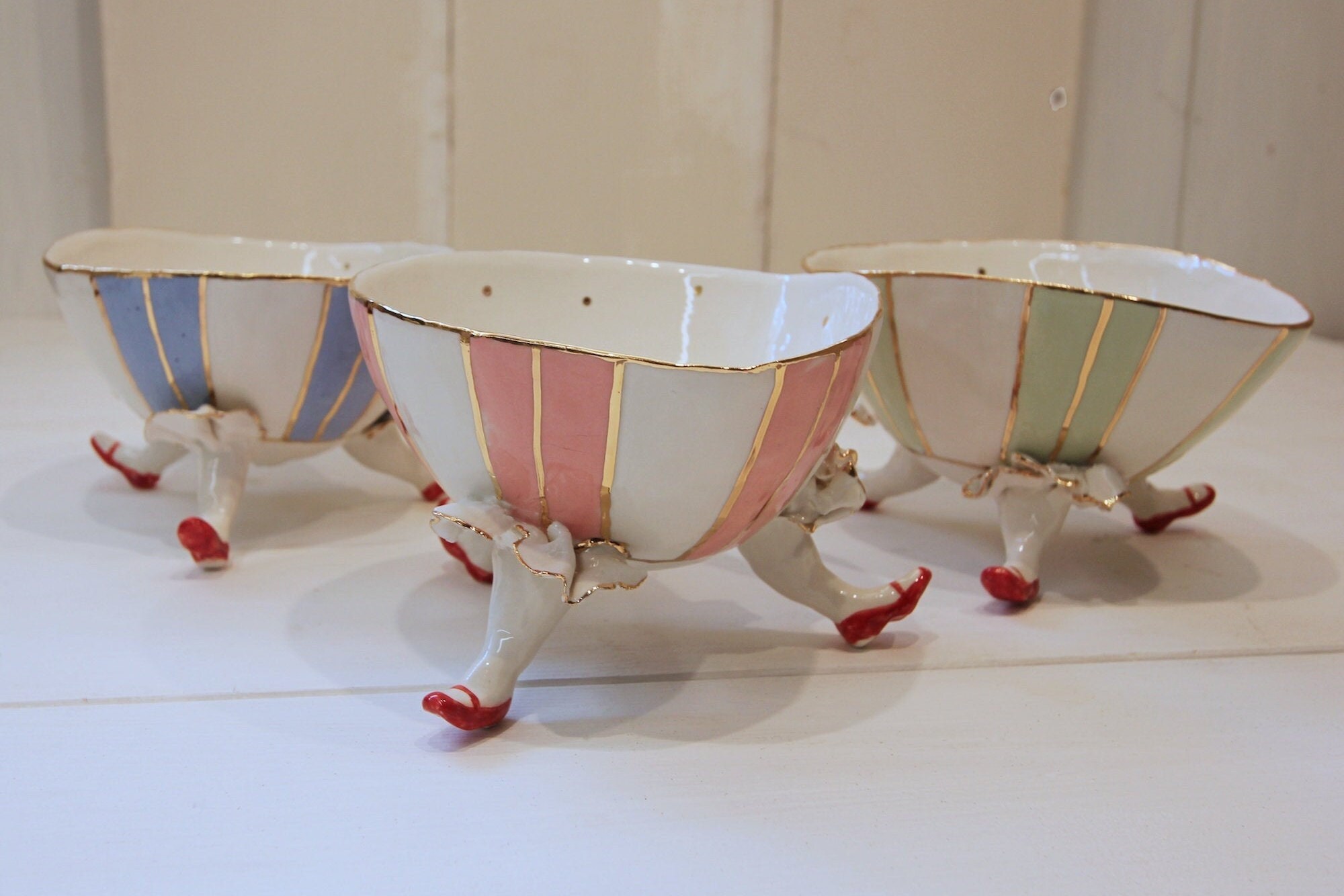 Alice Blue Bowl in Porcelain. Modeled and Decorated Entirely Handmade ...