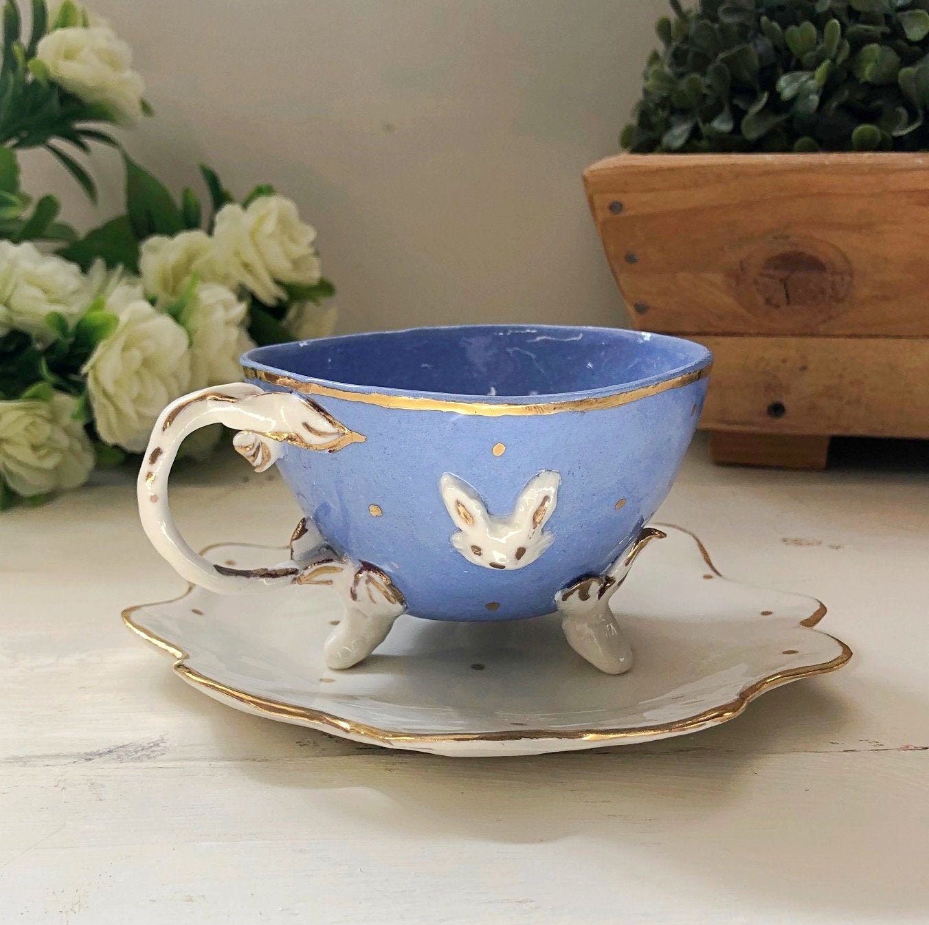 Porcelain tea cup Alice with saucer. Modeled and | Etsy