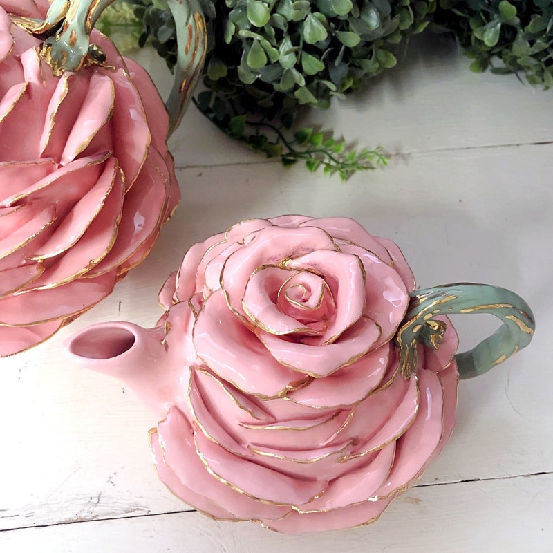 Pink Rose Teapot - Etsy