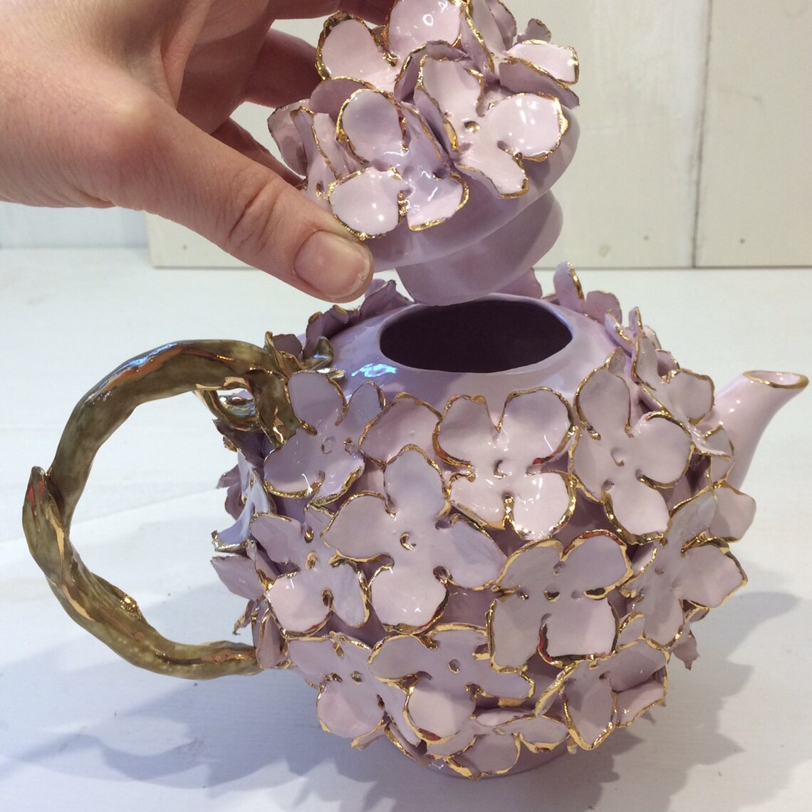 Porcelain Teapot Inspired by the Hydrangea Flower. Modeled and | Etsy