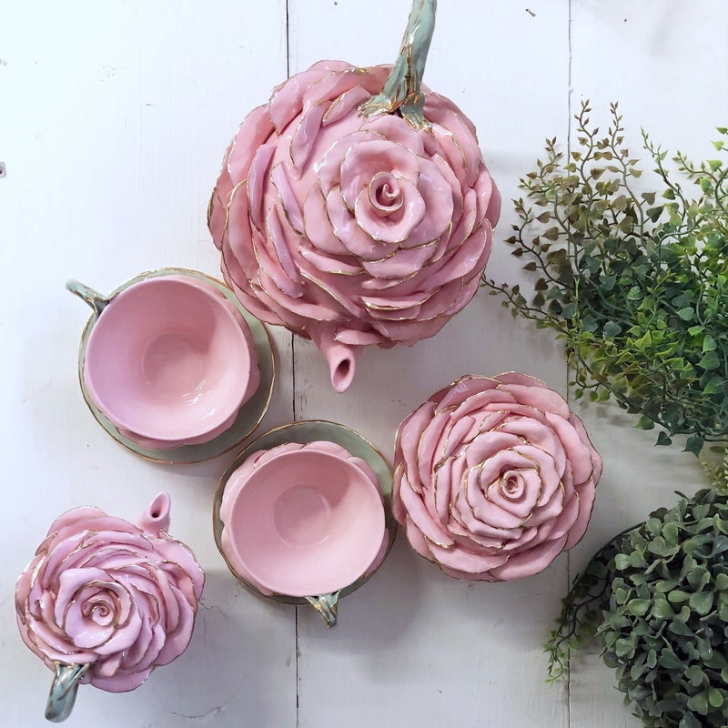 Pink Rose Tea Set - Etsy