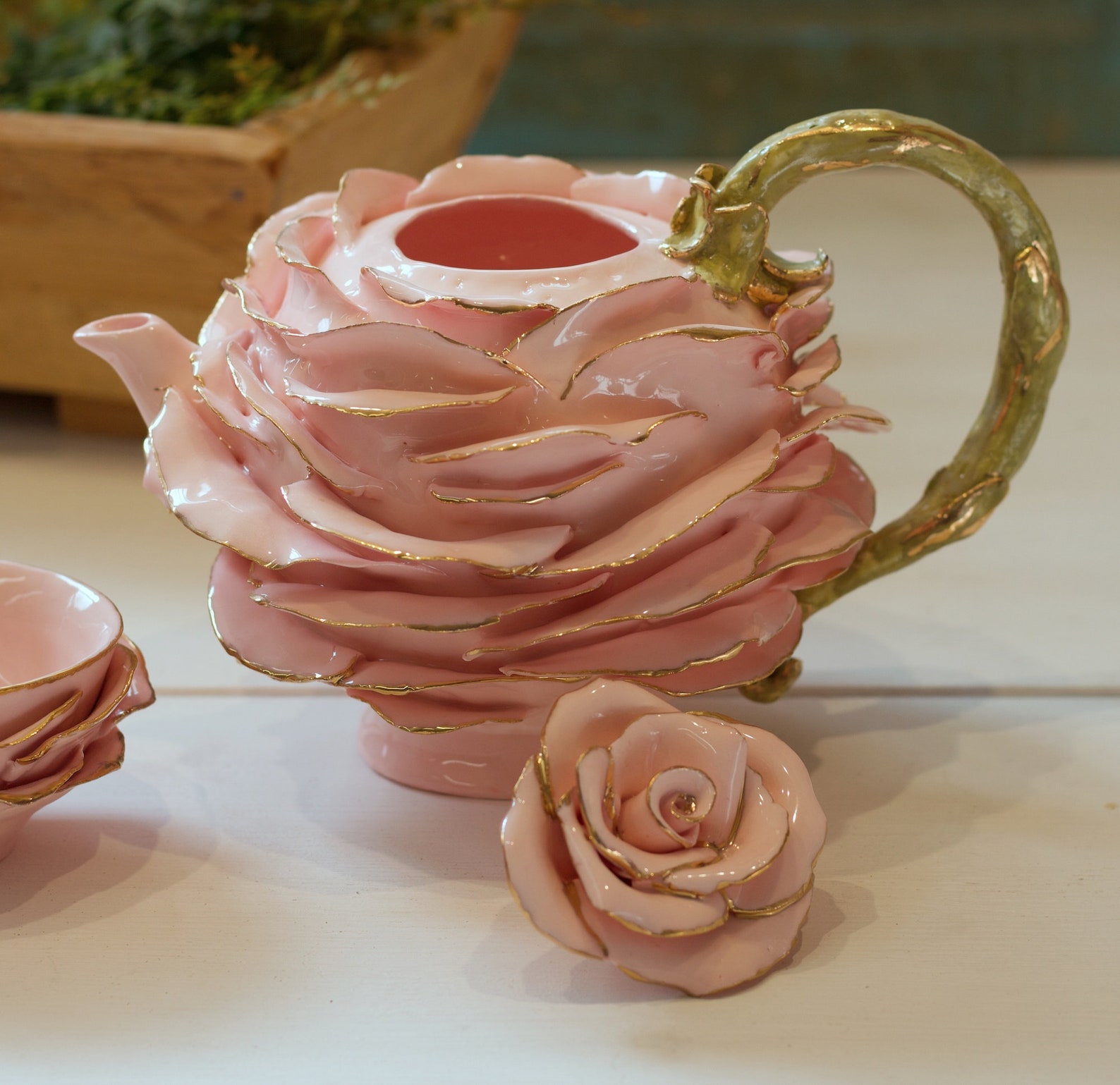 Porcelain Teapot Inspired by the Rose Flower. Modeled and Decorated ...