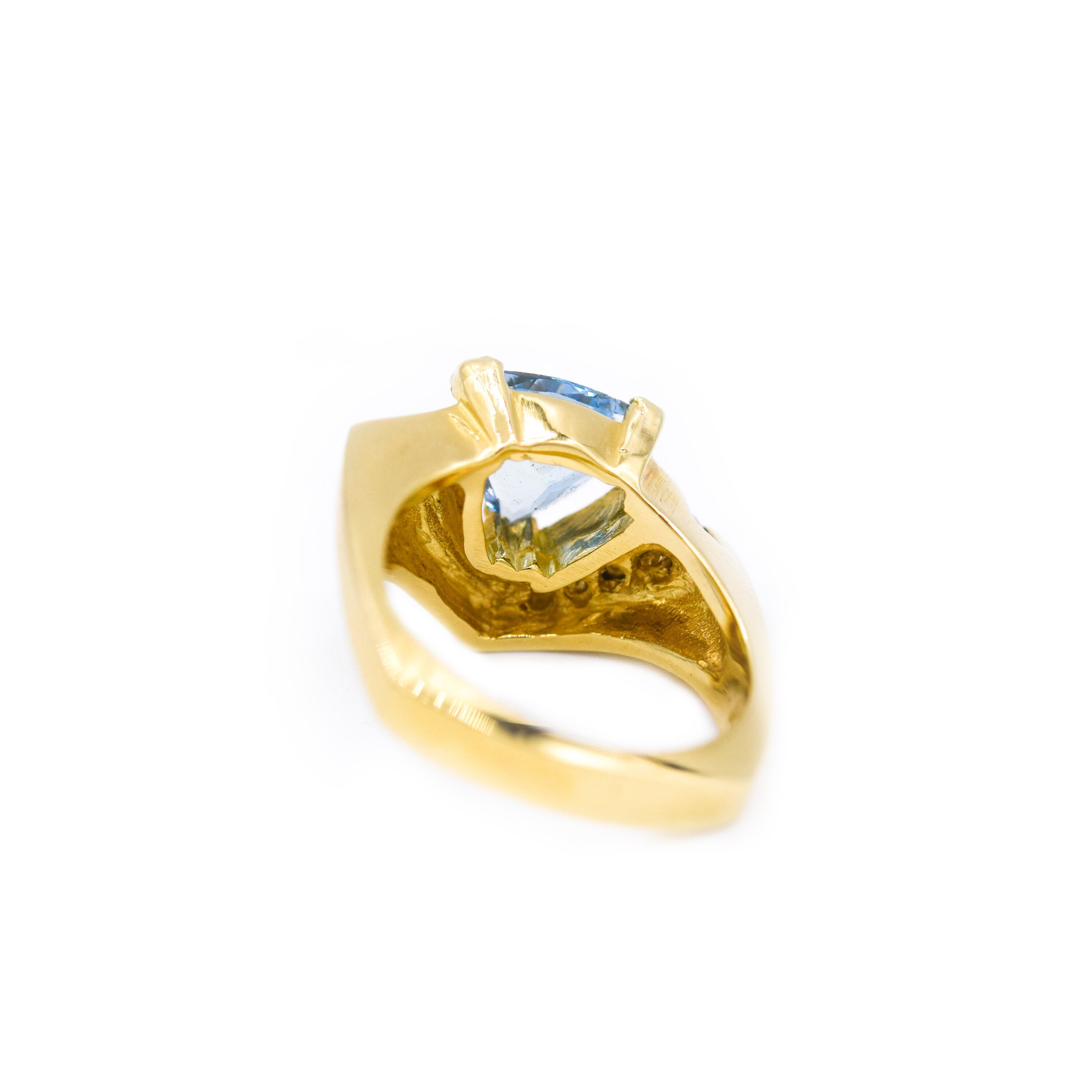 14K Yellow Gold Triangle Shaped Ring With Rectangle Band and - Etsy